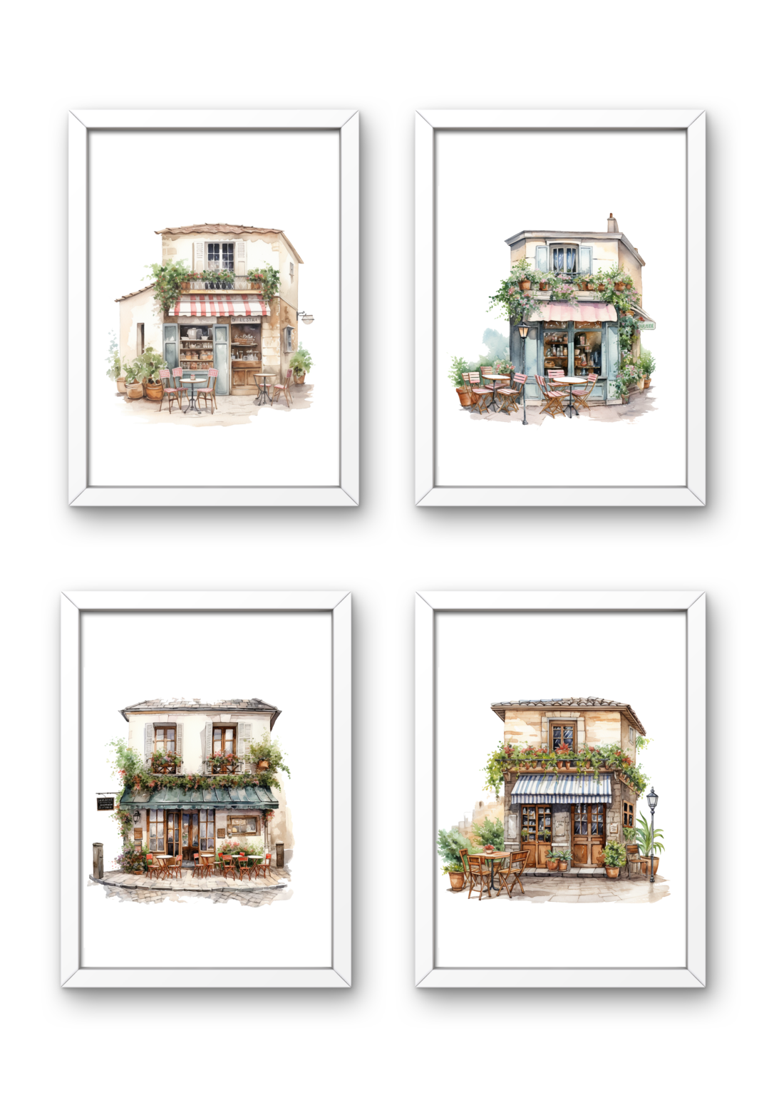 Digital Watercolor French Café Clipart Bundle – 11 PNG and PSD Files ...